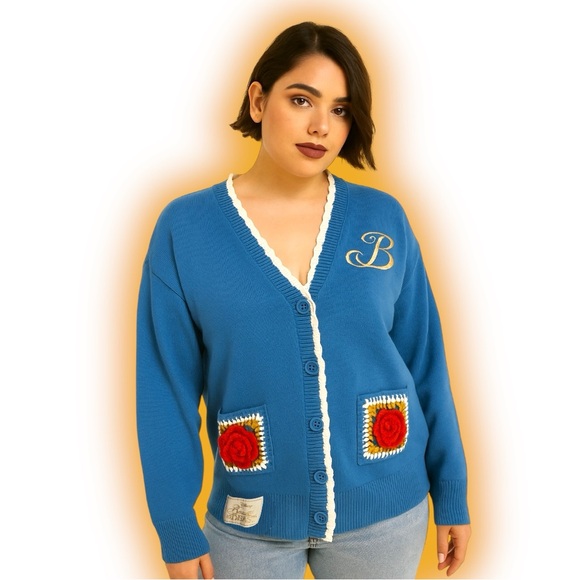 Disney | Sweaters | Disney Beauty And The Beast Princess Belle Roses ...